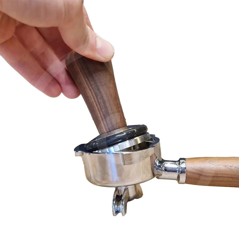 Quick Mill 2-kops filterdrager + tamper (walnoot)— The Coffee Factory (TCF)